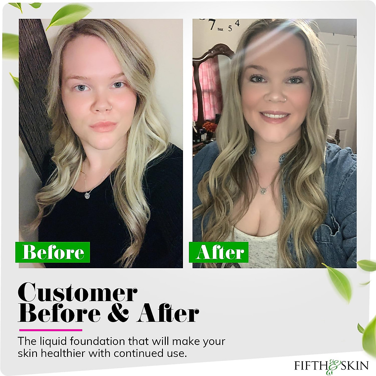 Fifth & Skin: Better’n Ur Skin Liquid Foundation (SOFT BEIGE) - Natural, Organic, Vegan, Cruelty-Free - Gluten-Free Beauty with Buildable Coverage and Palm-Free Luxury - 1 oz