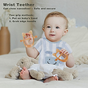 Teething Toys (2 Pack) - Baby Teether to Relieve Teething Pain and Massage Gums - Wrist Teether Anti Drop - Toddler Teething Toys for Molars - Easy to Clean