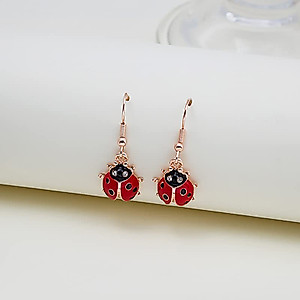 Winssigma Bee Necklace Earrings Set for Women, Butterfly Jewelry Set Ladybug Necklace Earrings Daisy Earrings Necklace Cute Animal Jewelry Gift(Ladybug)