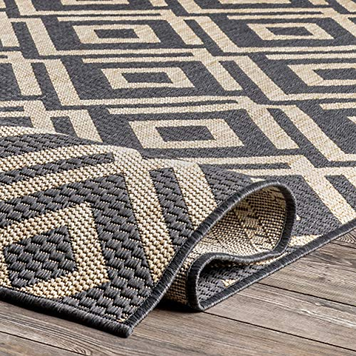 nuLOOM Jayne Geometric Diamond Indoor/Outdoor Area Rug, 5' x 8', Dark Grey
