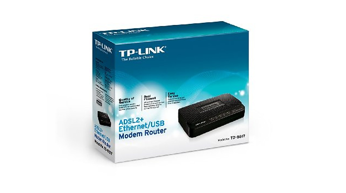 TP-LINK TD-8817 ADSL2+ Modem, 1 RJ45, 1 USB Port, Bridge Mode, NAT ...