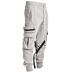 XYXIONGMAO Streetwear Techwear Hip Hop Harem Pants for Men Sports Casual Loose Overalls Multi-Pocket Hip-hop Trousers (Black, S)