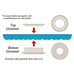 Sun2Solar Blue 18-Foot-by-36-Foot Rectangle Solar Cover Heat Retaining Blanket | 1600 Series with 6-Pack of Grommets Bundle | In-Ground and Above-Ground Rectangular Swimming Pool | Bubble-Side Down