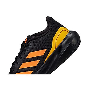 adidas® Kids Run Falcon 3.0 Running Shoes for Little Kids and Big Kids – Textile Design – Lace-Up Closure Black/Screaming Orange/Solar Gold 3.5 Big Kid M