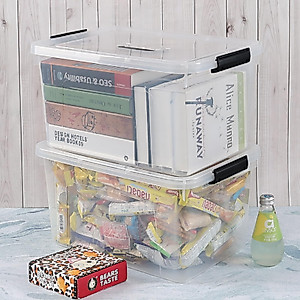 Jnktka 20 Quart Plastic Storage Tote with Lid, Set of 4, Clear Latching Storage Bins