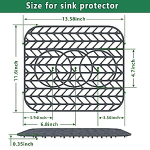 GUUKIN Sink Protectors for Kitchen sink, 13 5/8" x 11 5/8" Folding Non-slip Silicone Sink Mat Grid for Bottom of Farmhouse Stainless Steel Porcelain Sink with 3 Reserved Holes Pack of 2
