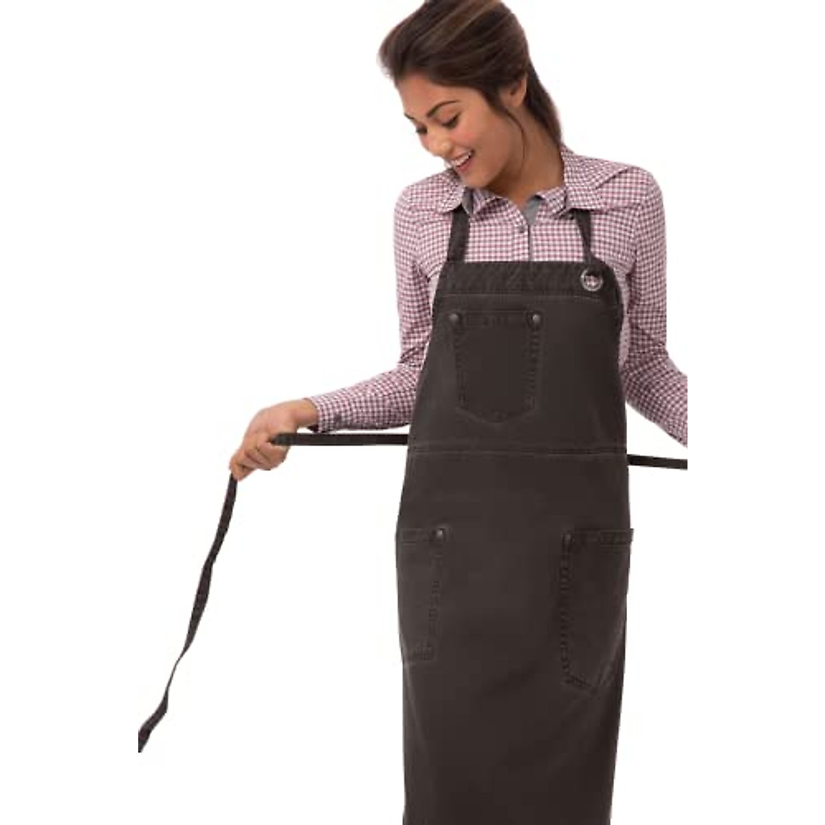 Chef Works Unisex Dorset Bib Apron, Pewter, One Size