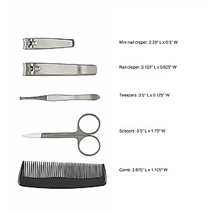 Conair Men's Grooming Kit, Grooming Kit for Men with 7-Pieces in Leather, Zippered Case