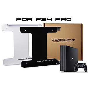 ViMount Wall Mount Metal Holder Compatible with Playstation 4 PS4 PRO Version in White Color