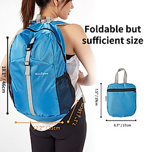 RiccZeuu Packable Backpack Hiking Daypack Water Resistant for Travel Camping Outdoor,Lightweight,30L,blue