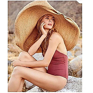 bralafia Oversized Beach Sun Hat for Women Foldable Large Wide Brim Hats Packable Roll up Floppy Cap Summer UV Protection Hat (Khaki)