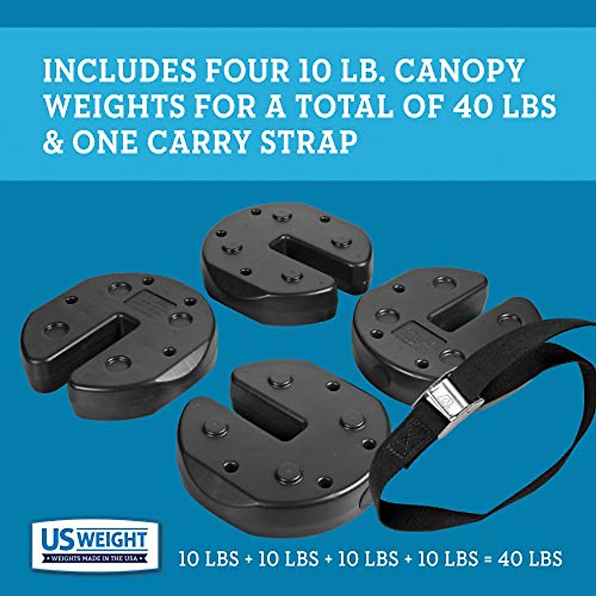 US Weight Tailgater Canopy Weights with No-Pinch Design for Easy, Safe Installation, and Removal to Secure Tents, Canopies, and Umbrellas at Outdoor Events