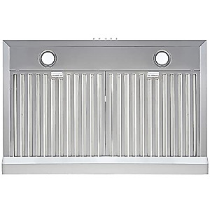 HTH 30 inch Under Cabinet Range Hood in Stainless Steel, 400 CFM Dual Motor Ducted Kitchen Stove Vent Hood with 3 Speed Exhaust Fan, 6" Top Vent, Push Button, Permanent Filters