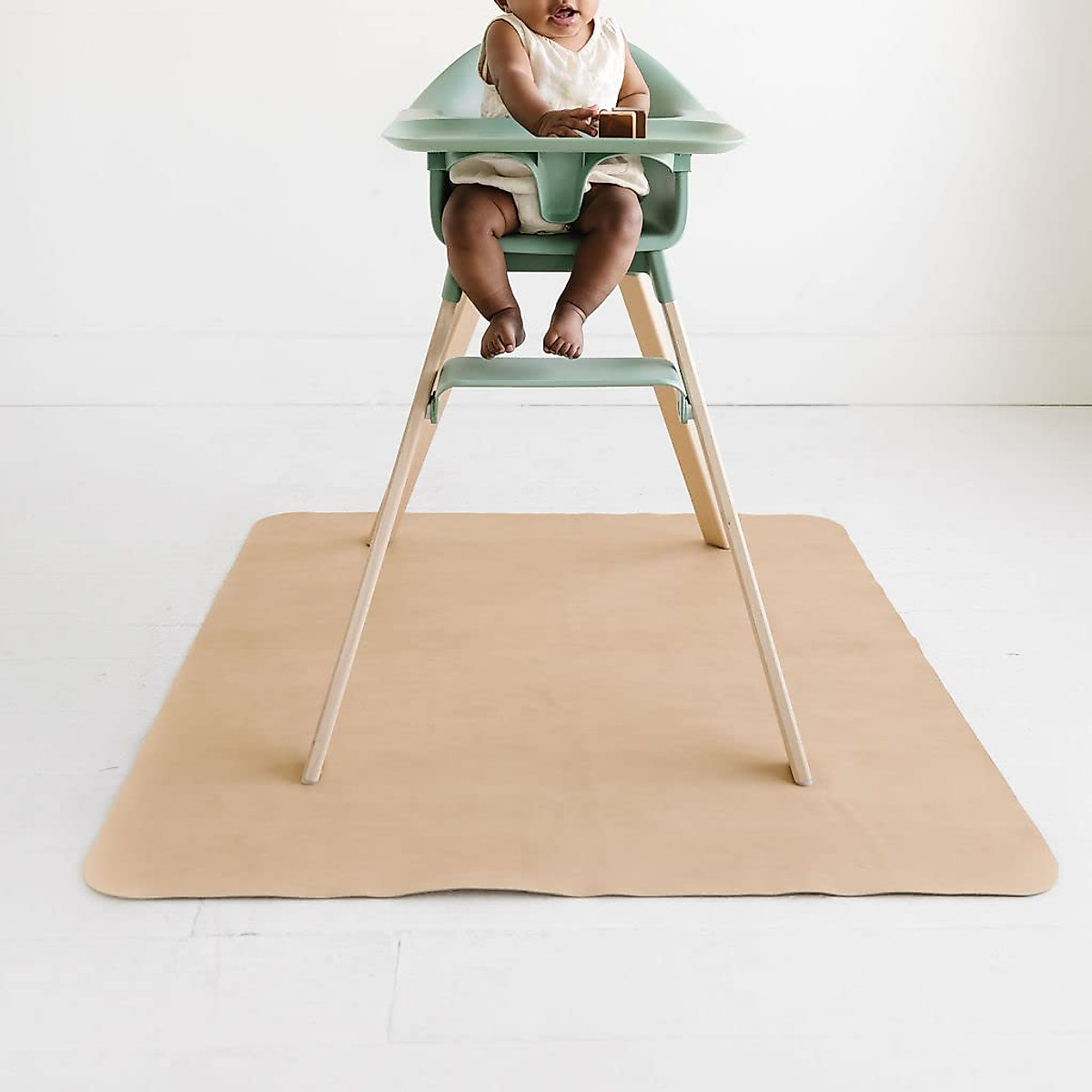 Vegan Leather Splat Mat for Under High Chair/Arts/Crafts, 38” X 38” Wipeable Spill Mat, Water Resistant Floor Mat, Portable Play Mat - Premium Quality