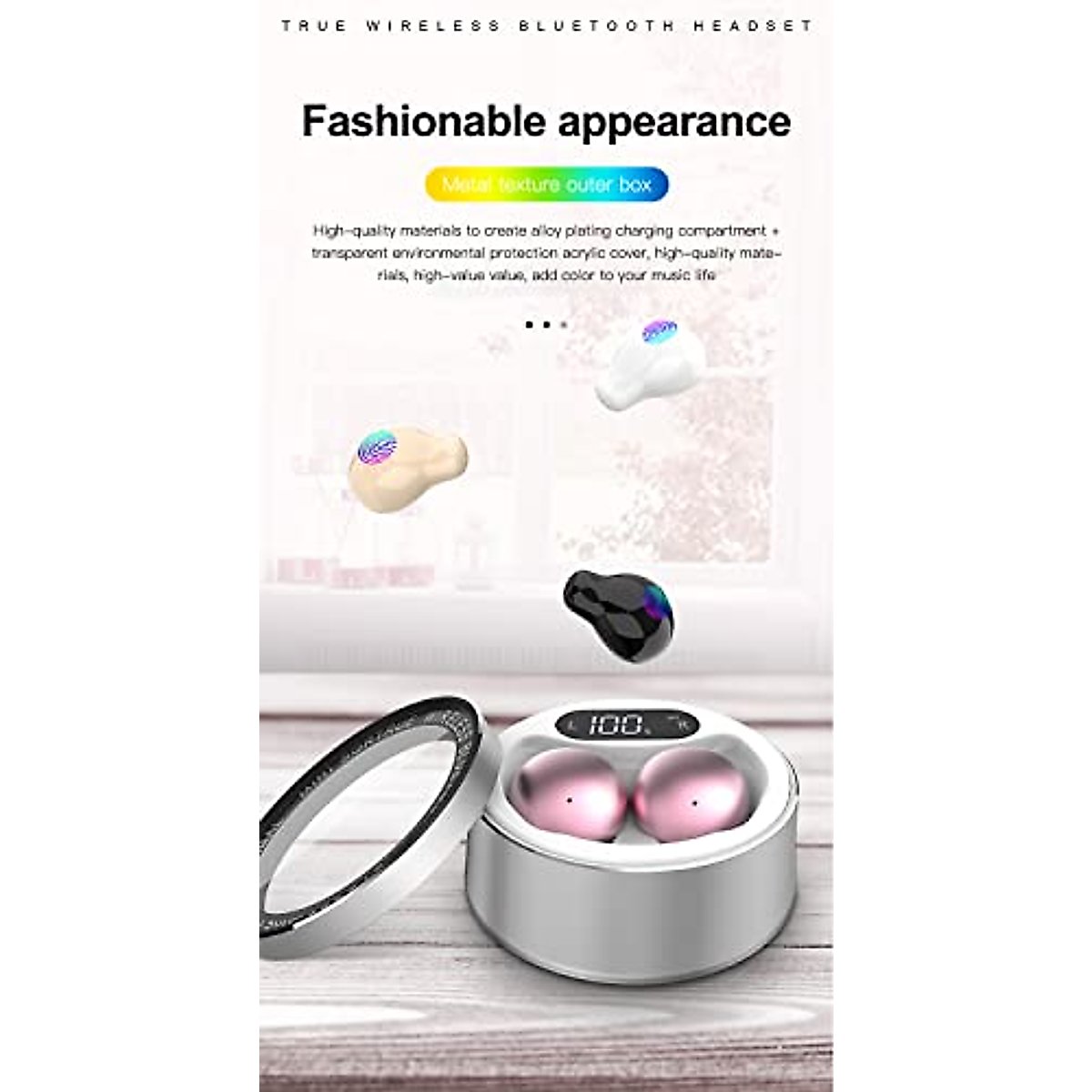 Loluka Invisible Earbuds LED Power Display Wireless Waterproof Touch Control Tiny Earbuds for Small Ears Bluetooth 5.0 Smallest for Music