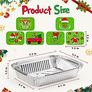 Biawoy 24Pcs Christmas Aluminum Foil Containers with Lids, Christmas Cookie Tins with Lids, Christmas Treat Containers Holiday Gift Giving and Food Storage Containers, Disposable Leftovers Containers