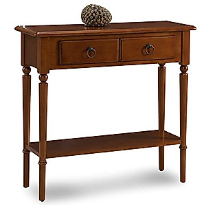 Coastal 30 in. Solid Wood Hall Console Table with Drawer Storage, Pecan Brown – Leick Home, 20027-PC