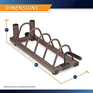 Steelbody Horizontal Plate and Olympic Bar Rack Organizer with Steel Frame and Transport Wheels STB-0130, brown 41”L x 11”W x 9.5”H