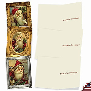 The Best Card Company Variety Pack of 10 Christmas Greeting Cards with Envelopes, Humor Holiday Assortment for Kids - Picture-Perfect Santas M1746XS