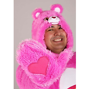 Fun Costumes Cheerful Care Bears Adult - Classic Costume, Fuzzy Halloween Jumpsuit - 3X-Large - Pink
