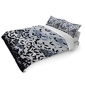 Duvet Cover Sets California King -Swarms of Bats-Bedding Comforter Set Breathable SetsSoft Microfiber 3 Pcs