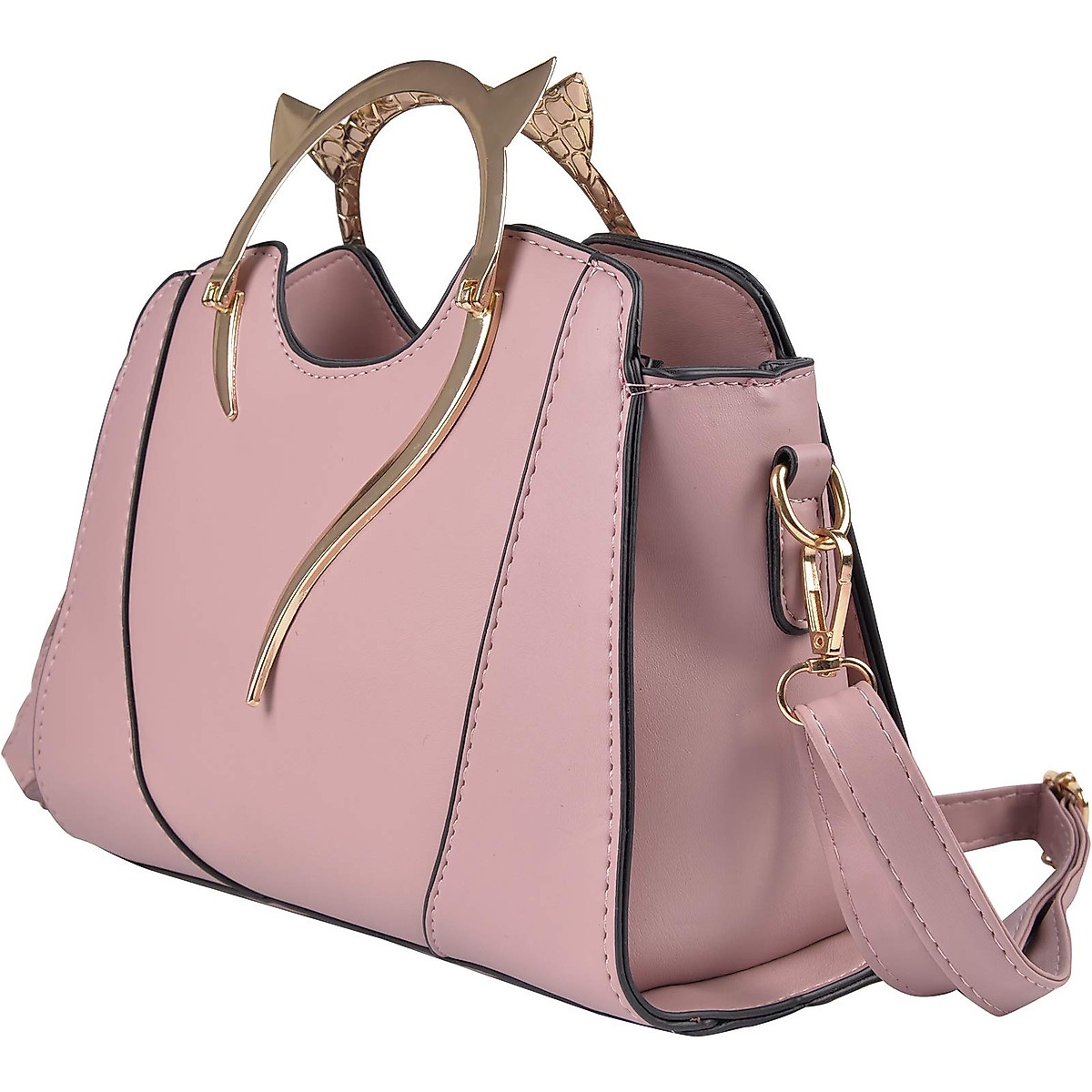 QZUnique Cat Purse for Women Cute Top Handle Shoulder Bag for Teens Girls Pu Leather Gothic Handbag Crossbody Bag