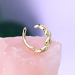 Melighting Gold Helix Earrings Twist Nose Rings Hoop 14K Solid Daith Piercing 16G Septum Rings Tragus Cartilage Earrings Clicker Piercing Jewelry