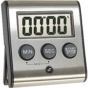 eTradewinds Elegant Digital Kitchen Timers 2 Pack Bundle Featuring Stainless Steel Models eT-23 and Model eT-24, Auto Shutoff Auto Memory