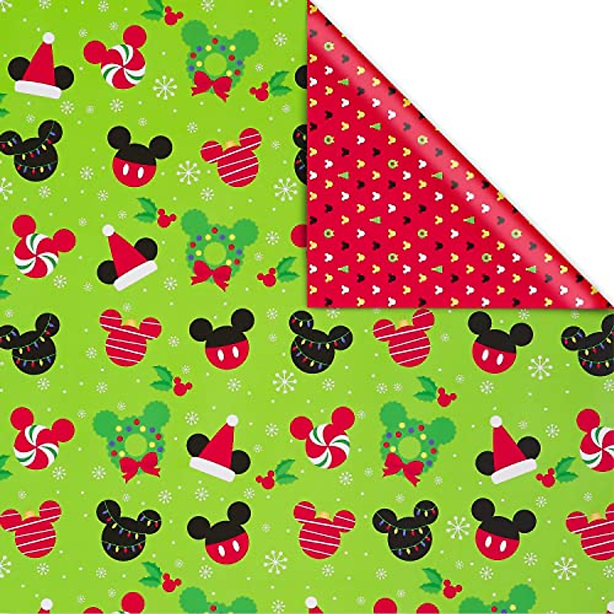 Papyrus Disney Wrapping Paper Bundle for Kids, Mickey Mouse and Christmas Decorations (2 Rolls, 60 sq. ft.)