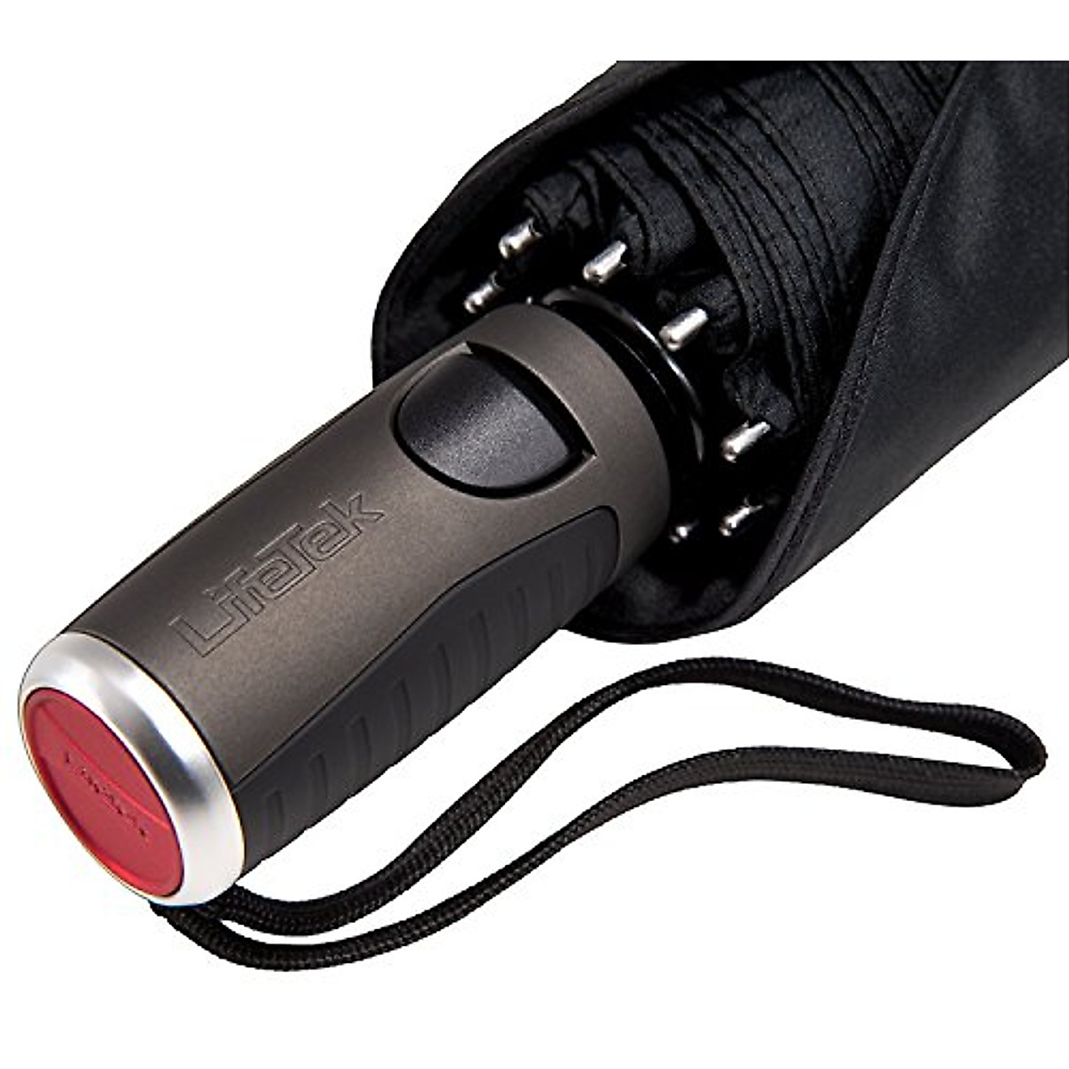 LifeTek Windproof Travel Umbrella - Compact, Automatic, Wind Resistant, Strong and Portable - Small Folding Backpack Umbrella for Rain Perfect for Men and Women - FX2 45 inch Black