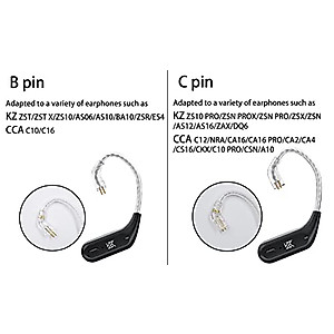 CCA KZ AZ09 Bluetooth 5.2 Module IEM Bluetooth Adapter Wireless Waterproof Ear Hook Extra Long Battery Life Bluetooth Cable for ​KZ ZS10 PRO/ZSN Pro X/ZSN PRO/ZSX/AS12/AS16/ZAX CRA/C12(C pin)