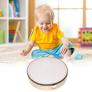 3pcs Hand Drumsï¼Œ Wood Frame Tambourine Percussion Instruments with 3pcs Drum Sticks for Kids