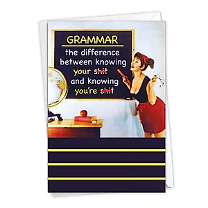 NobleWorks - Humorous Birthday Greeting Card with 5 x 7 Inch Envelope (1 Card) Bday Grammar Birthday 4126