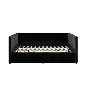 DHP Theo Daybed with Storage Drawers, Full, Black Velvet