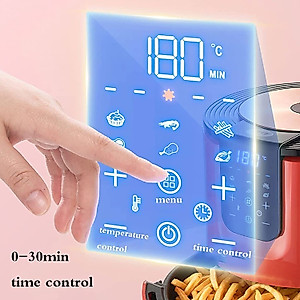 ELEdvb 1500W Air Fryer,Digital Touch Screen Low-Fat French Fries Machine,3QT Cylindrical Multi-Function Oilless Hot Oven with 6 Presets,Preheat and Keep Warm (Red) (Red)