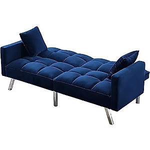 Tufted Upholstered Futon Sofa Daybed Modern Convertible Loveseat Sofa & Couch Soft Convenient Nap Sleeper Couch Bed for Home Office Apartment Furniture Sets