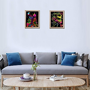 IRuiYinGo Scratch Art Paper for Kids - 64Pcs Rainbow Magic Scratch Off Sheet for DIY Art Craft Project, Birthday Christmas Easter Gifts Party Favors