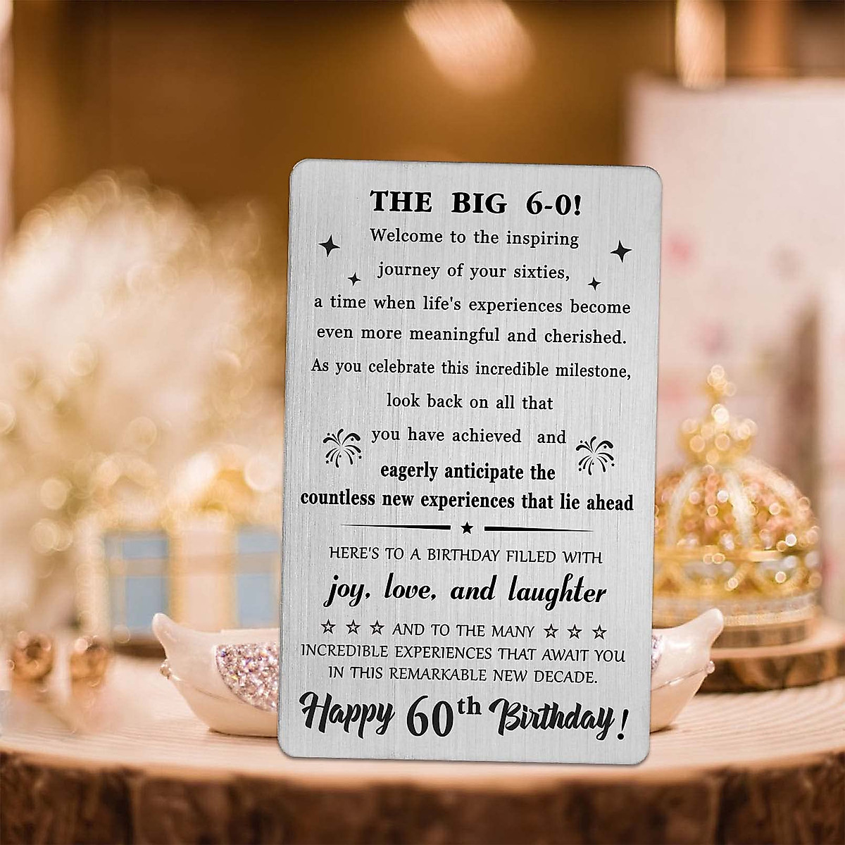 BAZLJY 60th Birthday Card - 60th Birthday Gifts for Men Women - 60 Year Old Birthday Engraved Wallet Card for Him Her