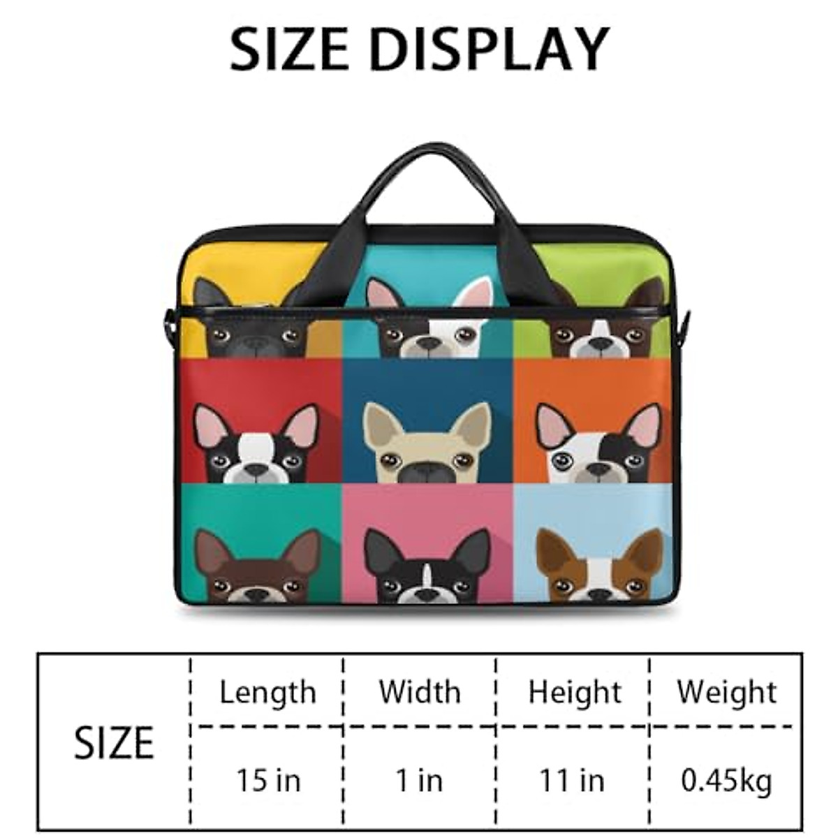 Cute Animal Dogs Laptop Computer Bag Waterproof Shoulder Messenger Bag 13-15 inch Durable Laptop Tote Bag with Shoulder Strap Handle Lightweight Crossbody Briefcase