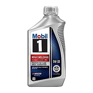 Mobil 1 High Mileage Full Synthetic Motor Oil 5W-30, 6-pack of 1 quarts