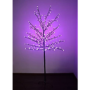 FUCHSUN Solar Blossom Tree 6 FT Garden Led Tree Light with 200 Flowers Outdoor Pathway Light Tall Artificial Tree for Spring Decoration (Purple)