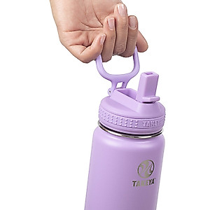 Takeya Actives 18 oz Vacuum Insulated Stainless Steel Water Bottle with Straw Lid, Premium Quality, Lilac