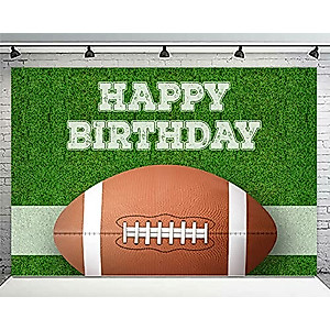American Football Happy Birthday Decorations Banner Backdrop Rugby Players Sports Touchdown Theme Favors Supplies Decor for Fan Man Boy 1st Birthday Party Baby Shower Flag Background