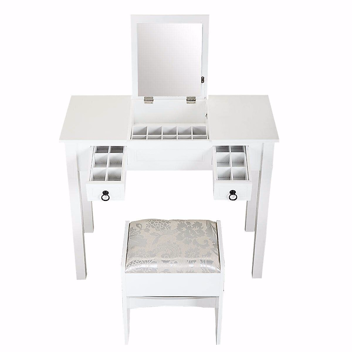ESRW Vanity Set Makeup Dressing Table w/Stool Quir Vanity Desk Makeup Vanity Side Tables Bedroom Vanity Table Portable Desk Vanity Set