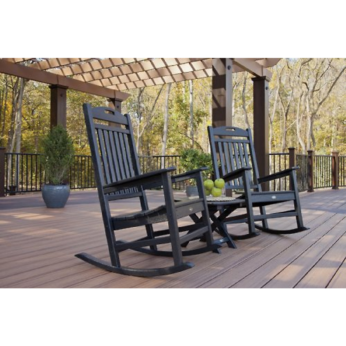 Trex Outdoor Furniture by Polywood TXR100CB Yacht Club Rocking Chair Rocker, Charcoal Black