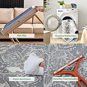 MaxRugrs Kitchen Rug Runner for Hallways 2'6"x6' No Crease Machine Washable Stain Resistant Non Skid Rubber Backing Mat-Bedroom & Laundry - Vintage Floor Carpet Family & Pet Friendly