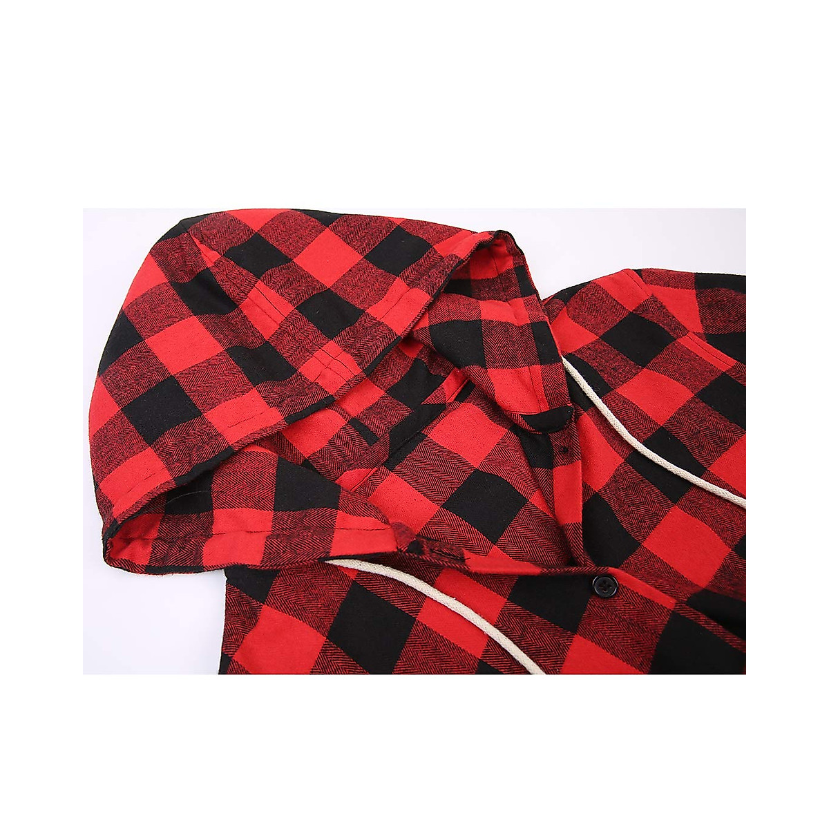 Uillnoodu Women's Flannel Plaid Shirts Long Sleeve Hoodie Regular Fit Button Down Casual Cotton