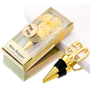12PCS 50th Birthday Wine Stopper for 50th Birthday Party Favors Gifts Souvenirs Decorations And 50th Wedding Anniversary for Guest with Individual Gift Package (12, 50)