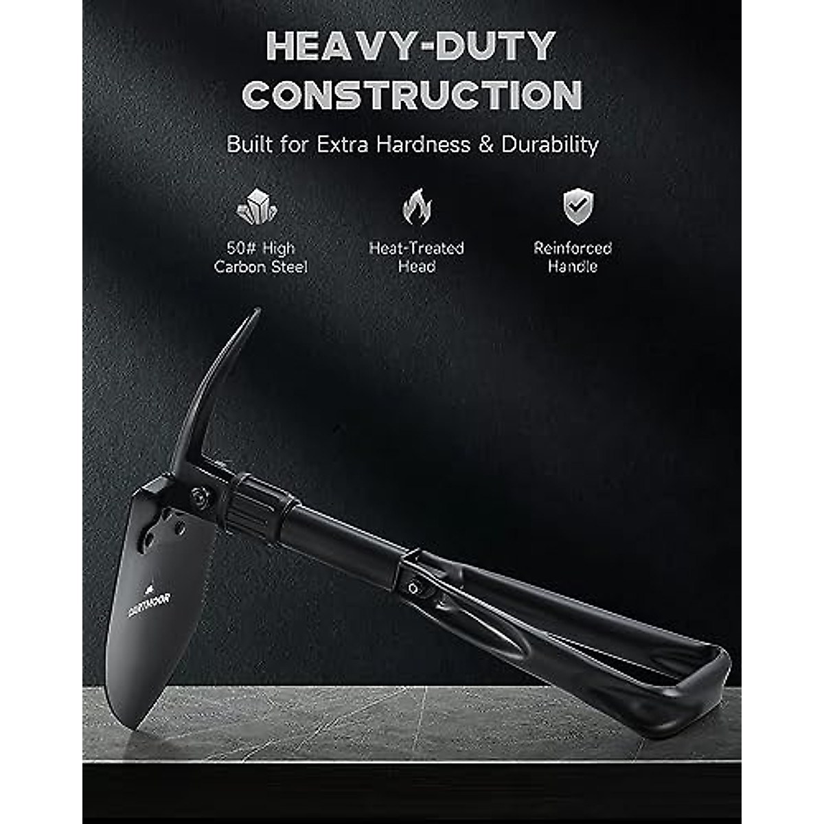 DARTMOOR Mini Folding Shovel High Carbon Steel, Portable Lightweight Outdoor Tactical Survival Foldable Mini Shovel, Entrenching Tool, Camping, Hiking, Digging, Backpacking, Car Emergency