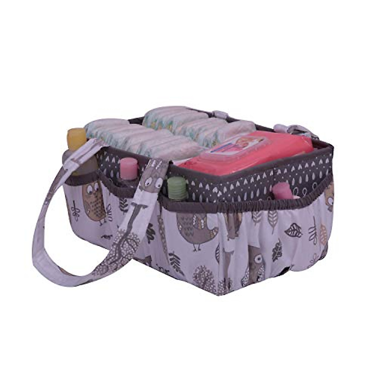 Bacati Unisex Cotton, Nursery Storage Caddy, Grey/Beige